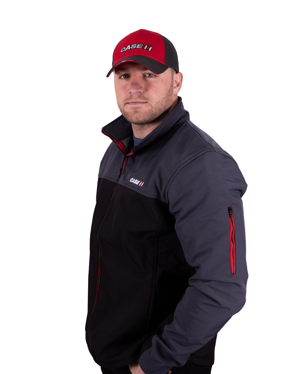 MENS Softshell GREY, BLACK & RED